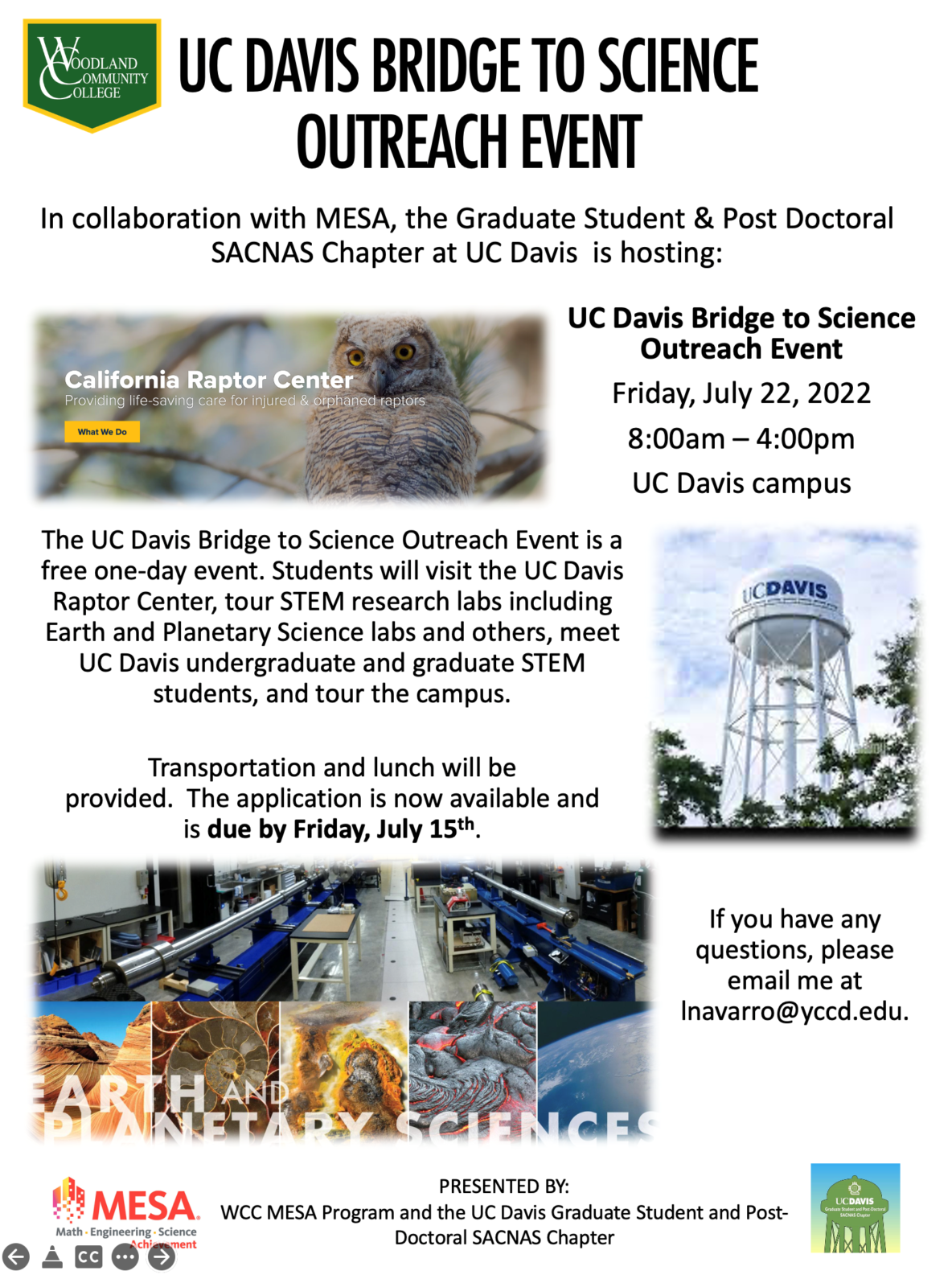 UC Davis Bridge to Science Outreach Event - Woodland Community College