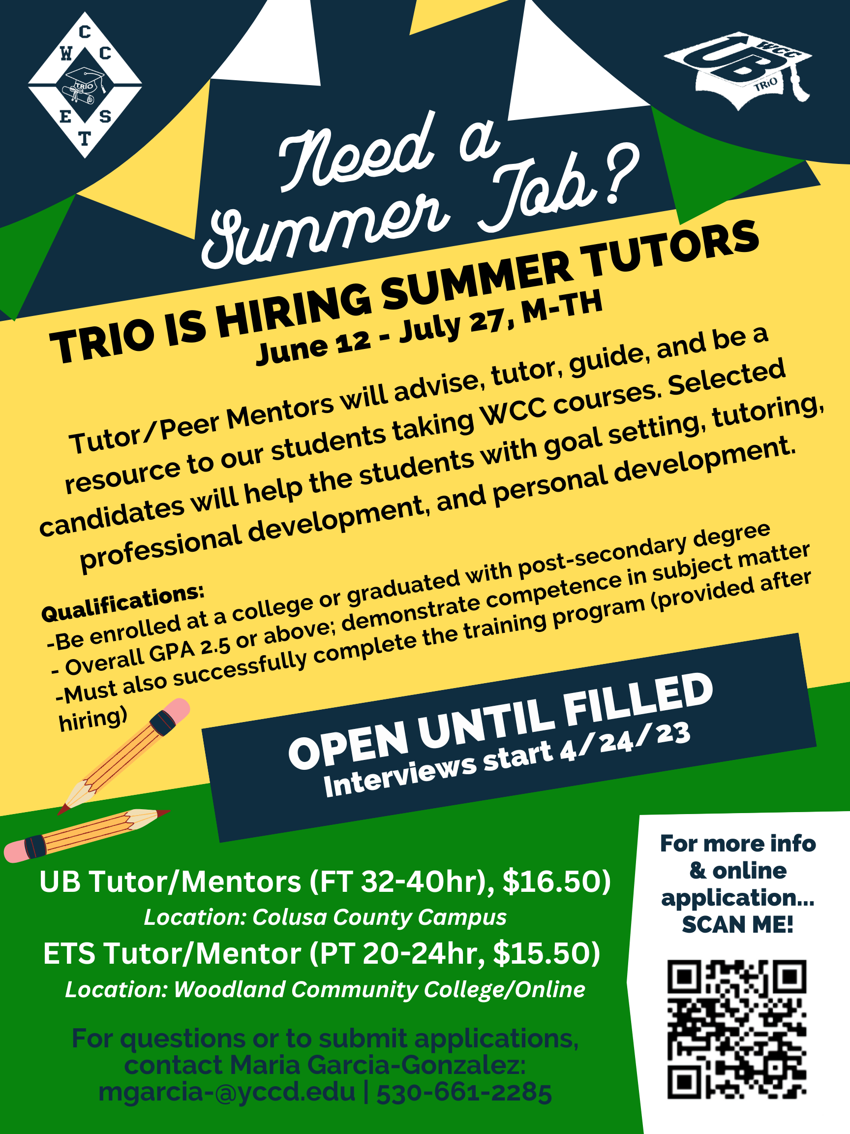 Apply for TRIO Positions - Woodland Community College