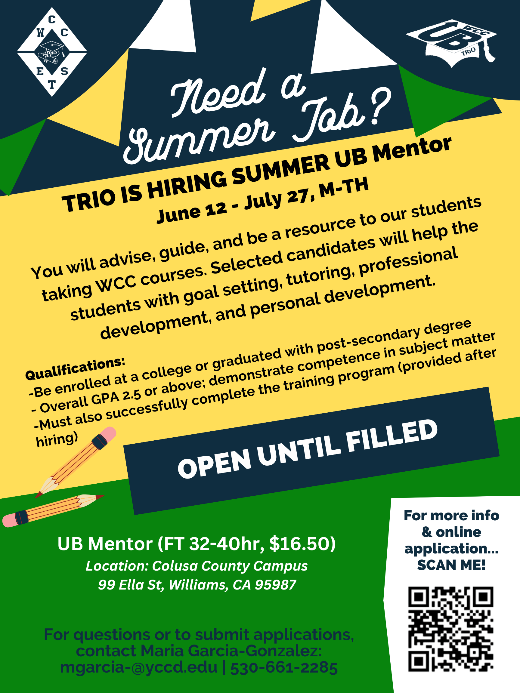 Apply for TRIO Positions - Woodland Community College