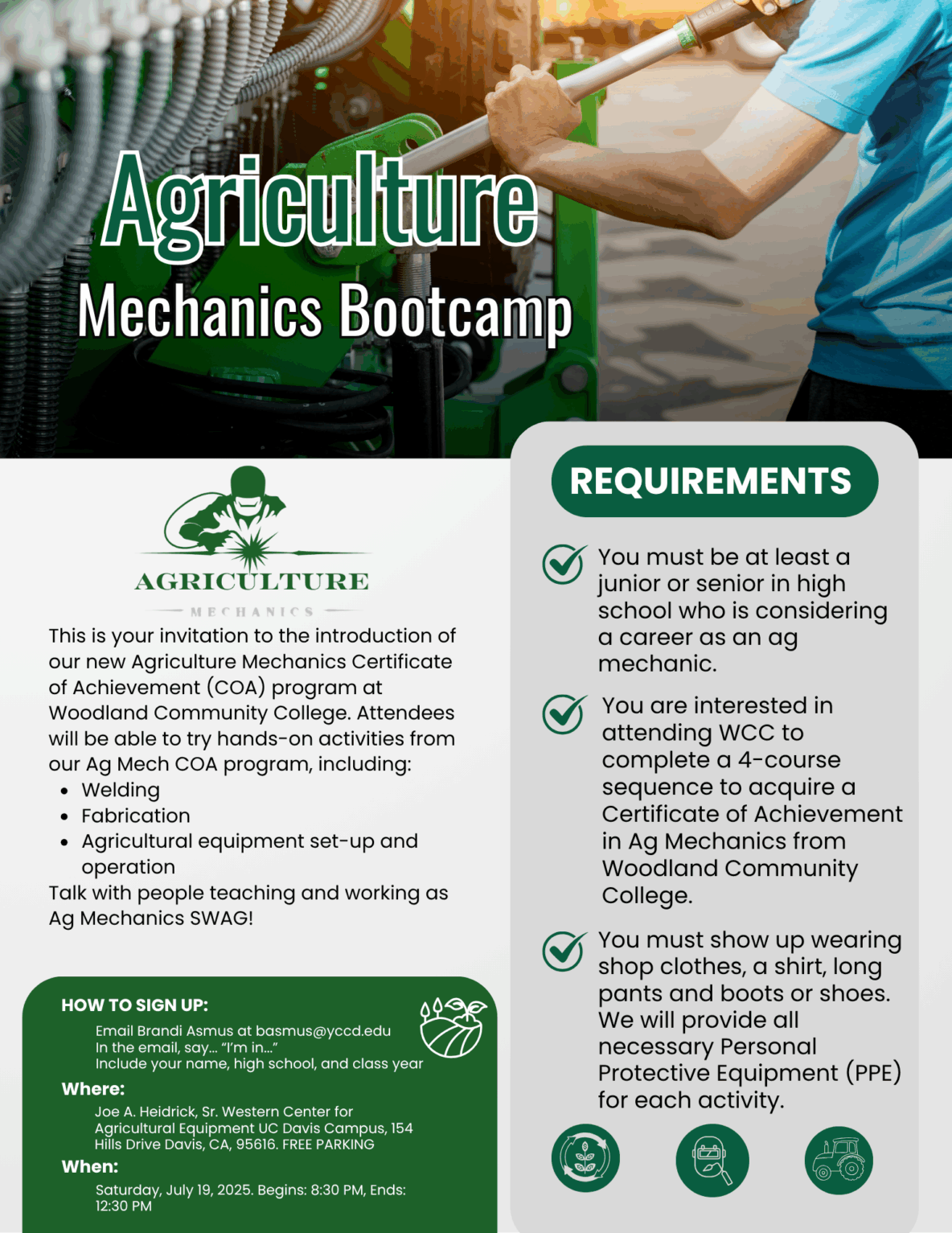 Agriculture Mechanics Bootcamp - Woodland Community College