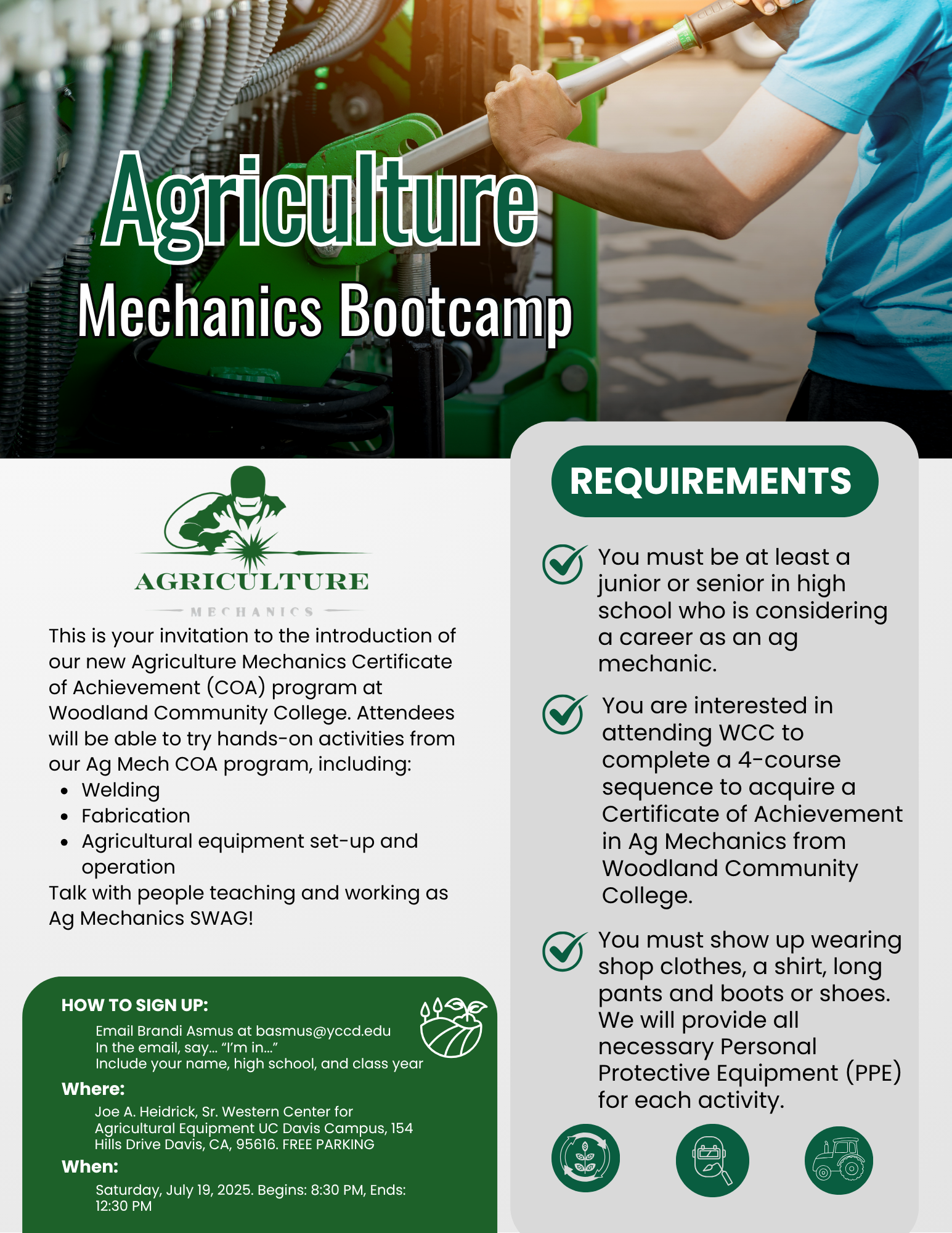 Agriculture Mechanics Bootcamp - Woodland Community College